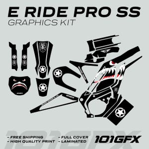 E Ride Pro SS Graphics Kit MILITARY SHARK Black Decals Stickers ...