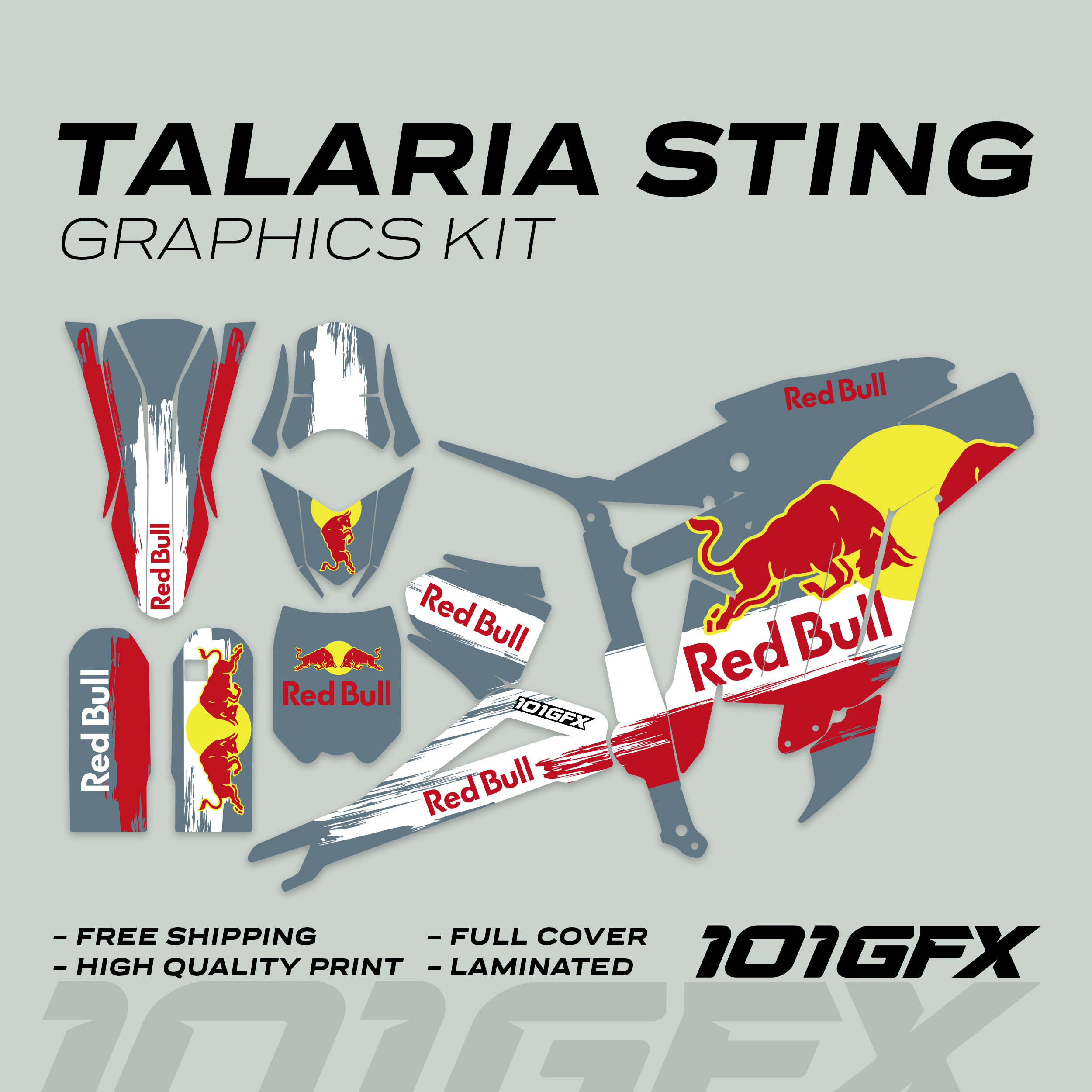 Talaria Sting R Graphics Kit REDBULL RACE GREY Decals Stickers ...
