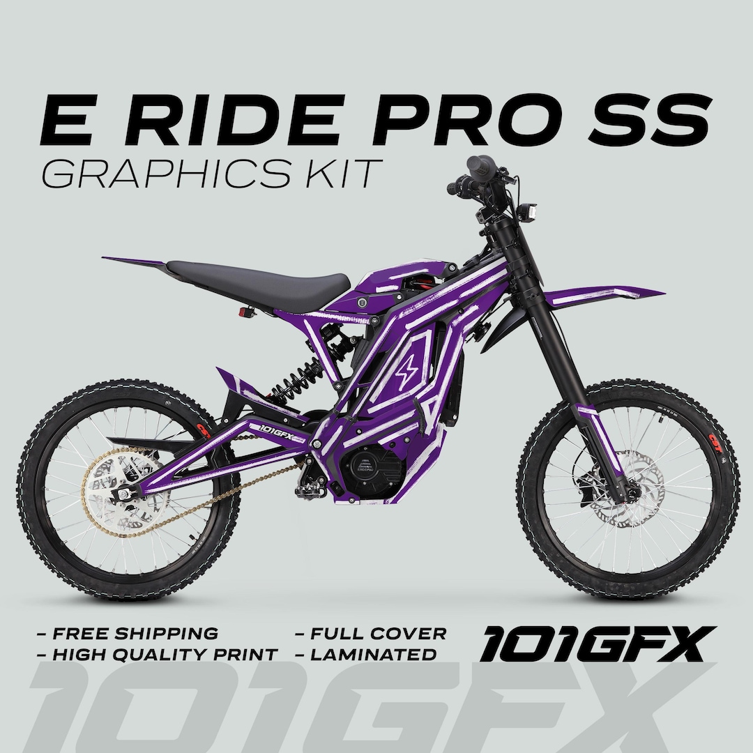 E Ride Pro SS Graphics Kit BRUSH Purple White Decals Stickers Laminated ...