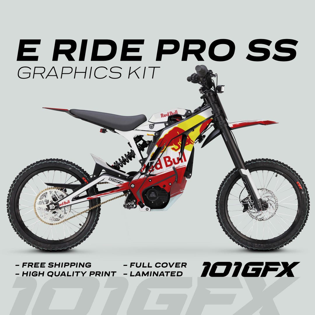 E Ride Pro SS Graphics Kit R BULL Race White Decals Stickers Laminated ...