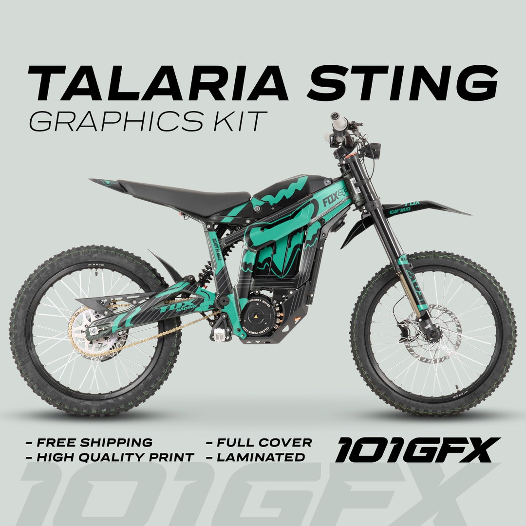 Talaria Sting R Graphics Kit FOX STRIPES Black Mint Decals Stickers ...