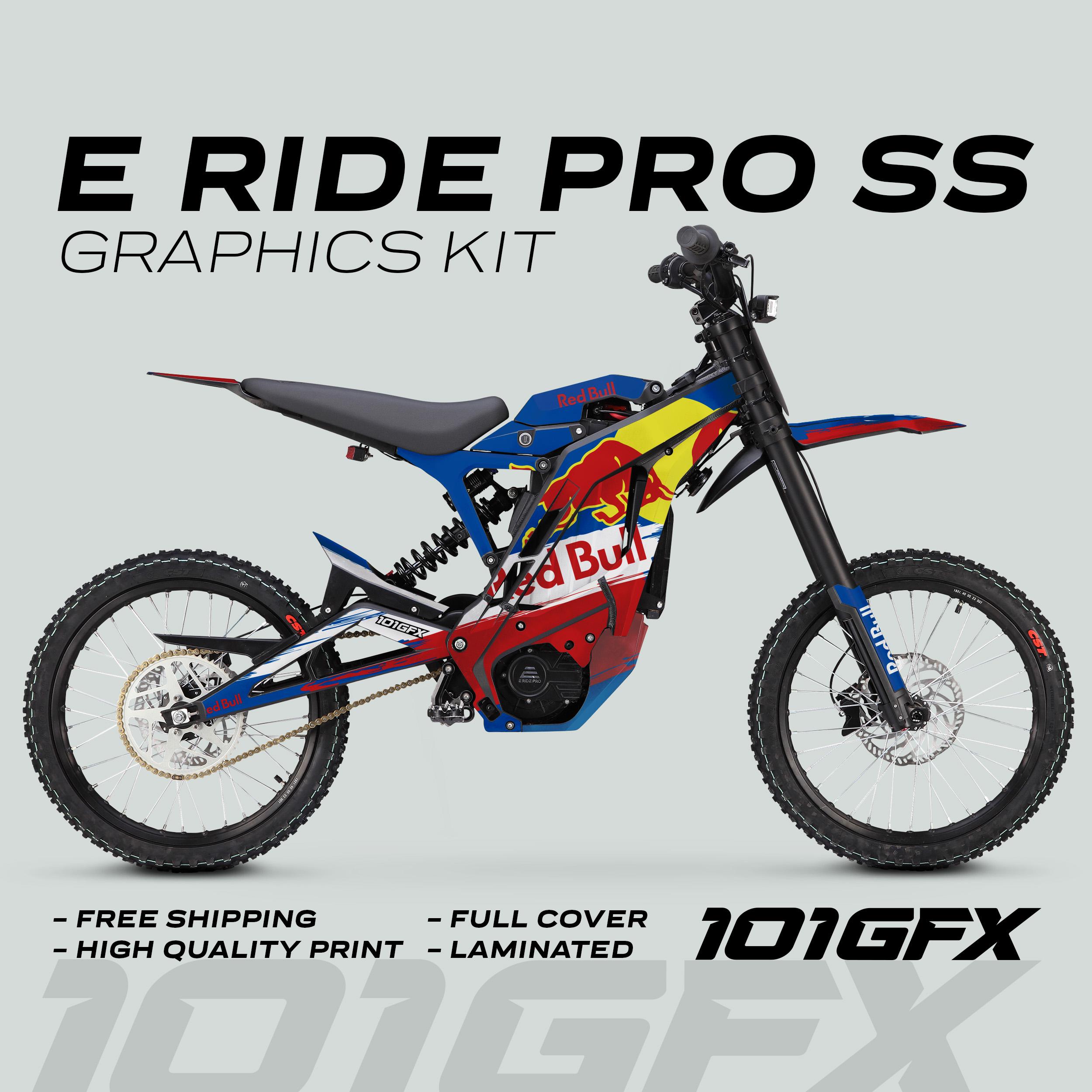 E Ride Pro SS Graphics Kit R BULL Race Blue Decals Stickers Laminated ...