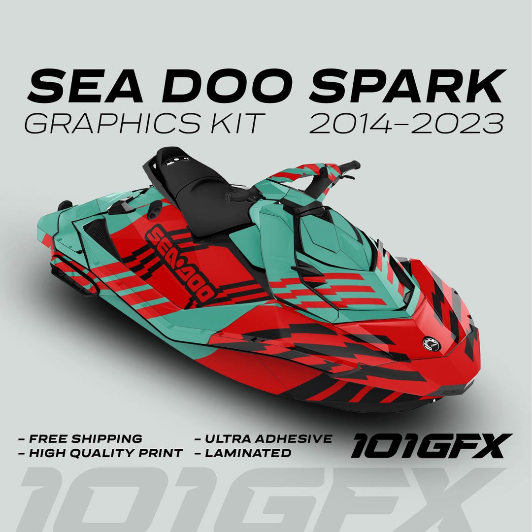 Sea Doo Spark Graphics Kit FAST MINT RED 2014-2023 Sea-doo Spark Trixx ...
