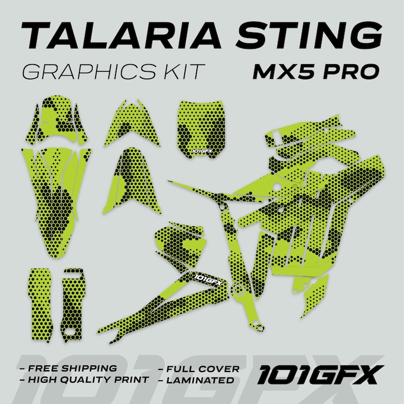 Talaria Sting MX5 PRO Graphics Kit HEXOCAM GREEN Decals Stickers ...