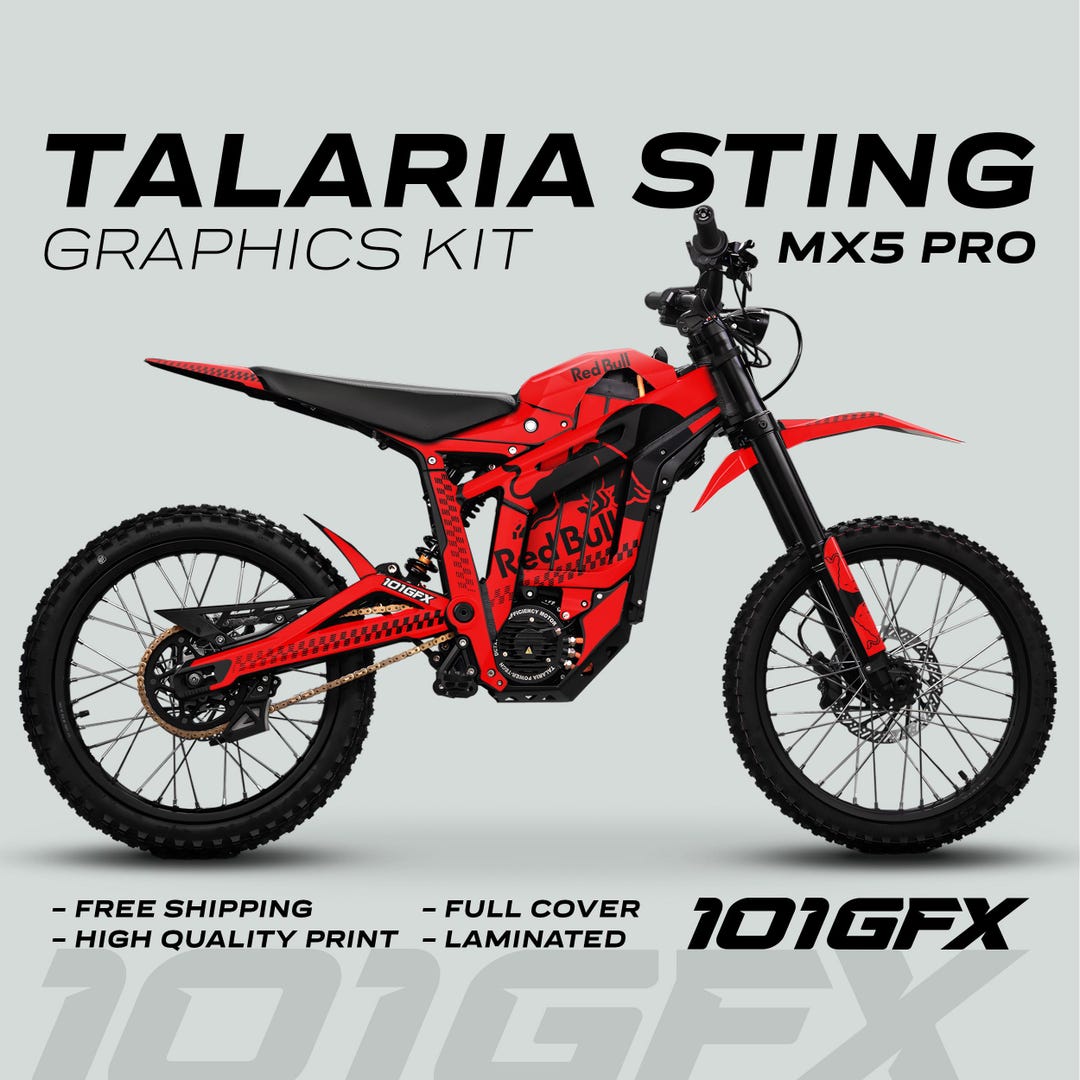 Talaria Sting MX5 PRO Graphics Kit RBULL MONO Red Black Decals Stickers ...
