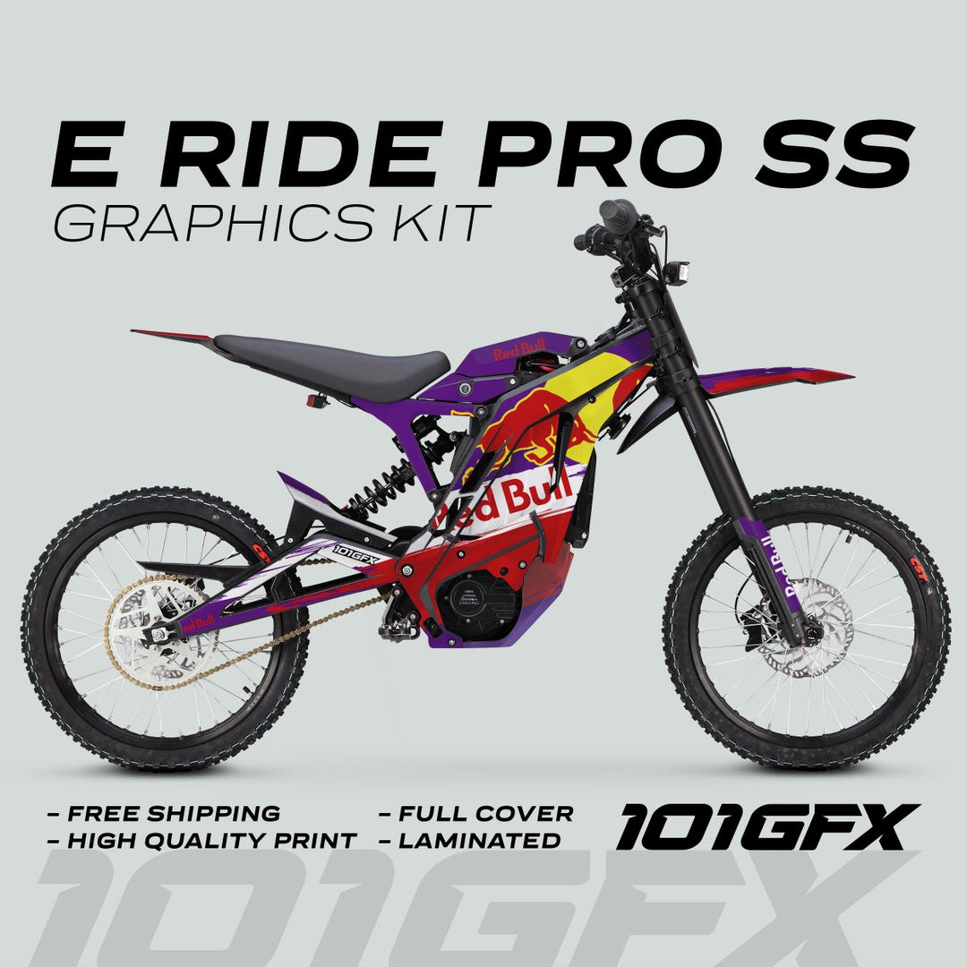 E Ride Pro SS Graphics Kit R BULL Race Purple Decals Stickers Laminated ...
