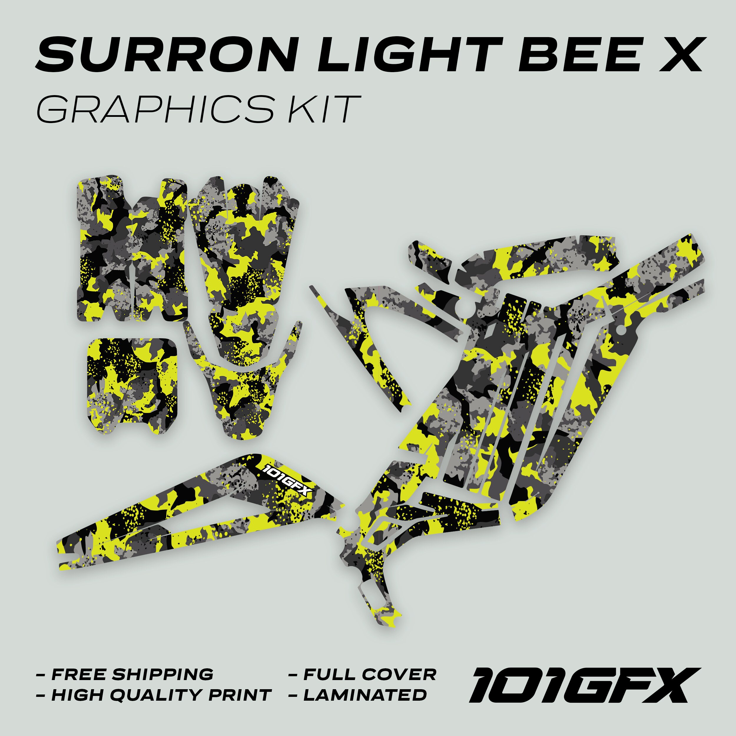 Surron Light Bee X Graphics Kit SPLAT CAMO GREEN Decals Stickers ...