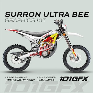 Surron Ultra Bee Graphics Kit R BULL RACE WHITE Decals Stickers ...