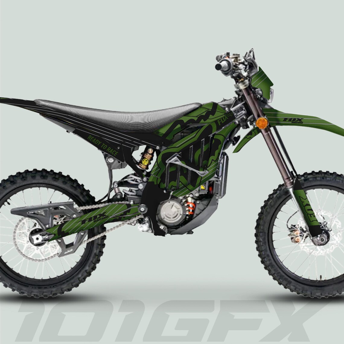 Surron Ultra Bee Graphics Kit FOX STRIPES Moss Black Decals Stickers ...