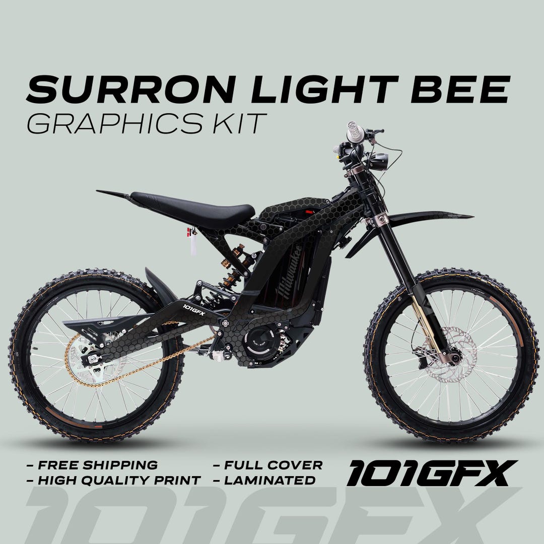 Surron Light Bee X Graphics Kit HONEYCOMB BLACK GREY Stickers Laminated ...