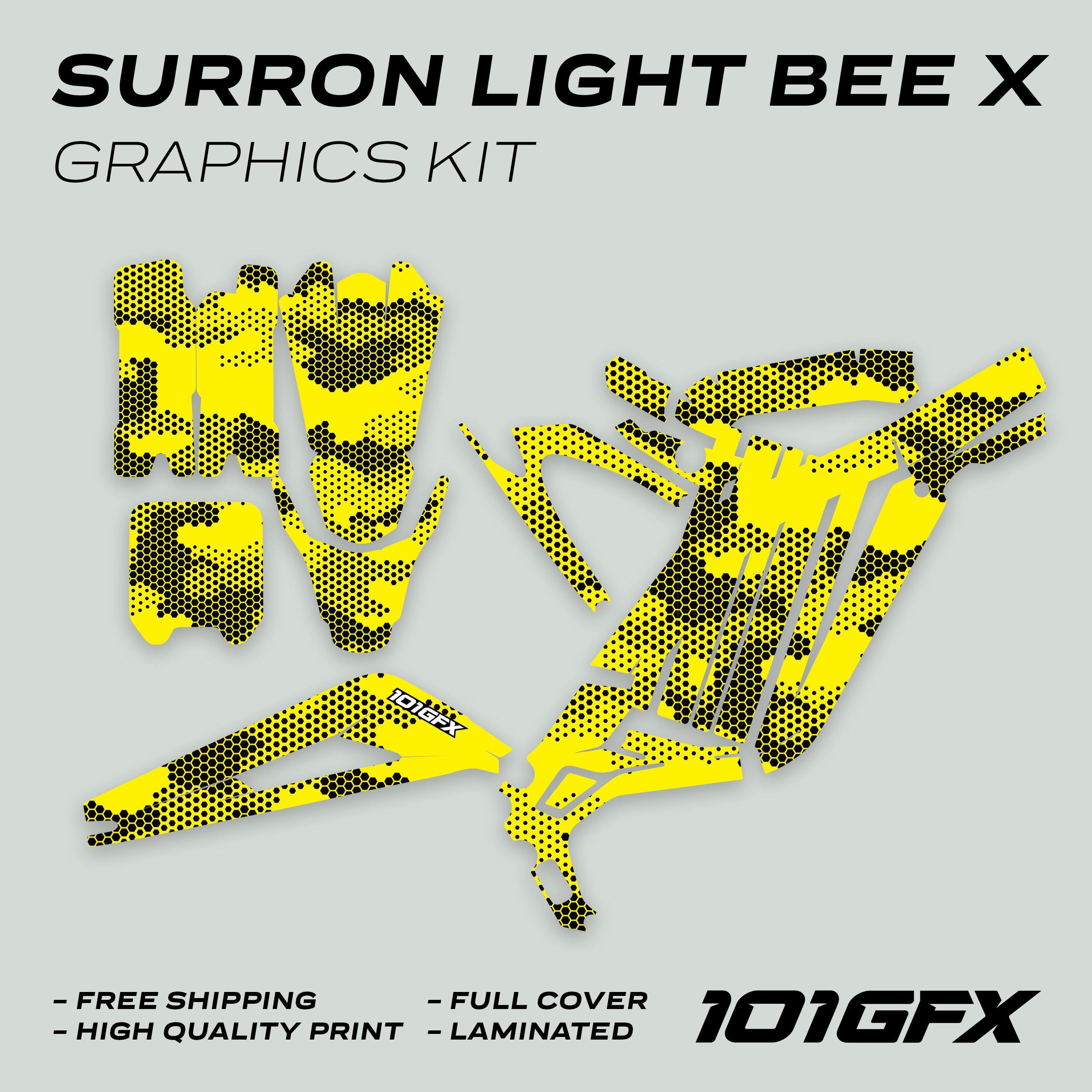 Surron Light Bee X Graphics Kit HEXOCAM YELLOW Stickers Camouflage ...
