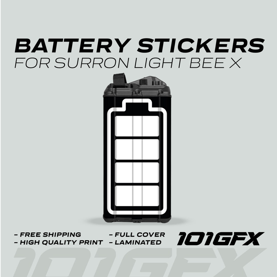 Surron Light Bee X Battery Stickers ICON BLACK WHITE Decals, Graphics ...