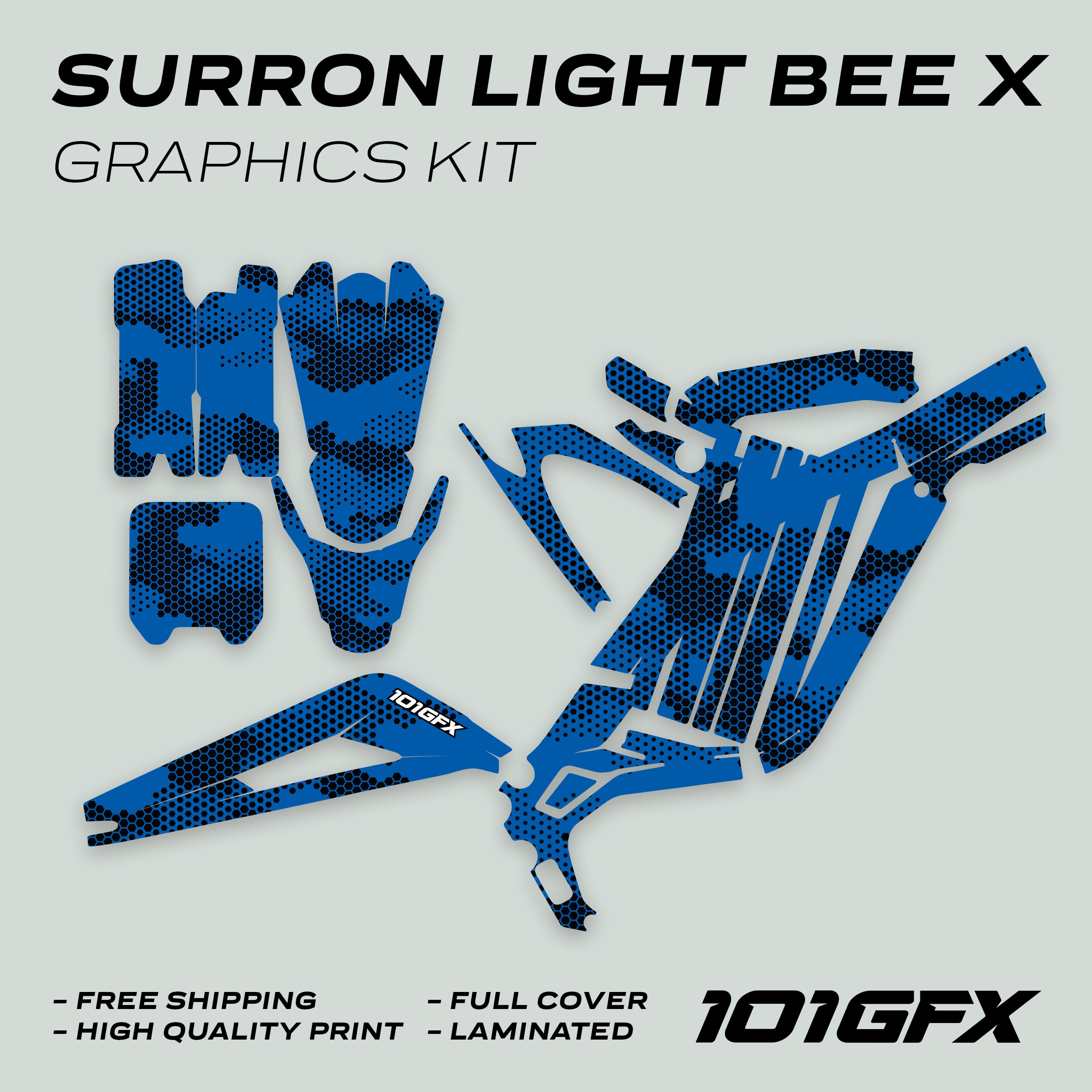 Surron Light Bee X Graphics Kit HEXOCAM BLUE Stickers Honeycomb Camo ...