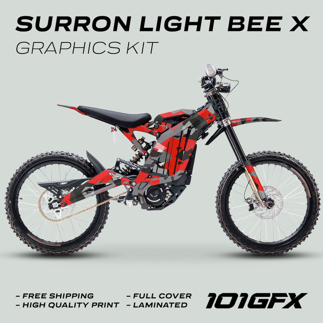 Surron Light Bee X Graphics Kit GEOTECH RED Decals Stickers Laminated ...