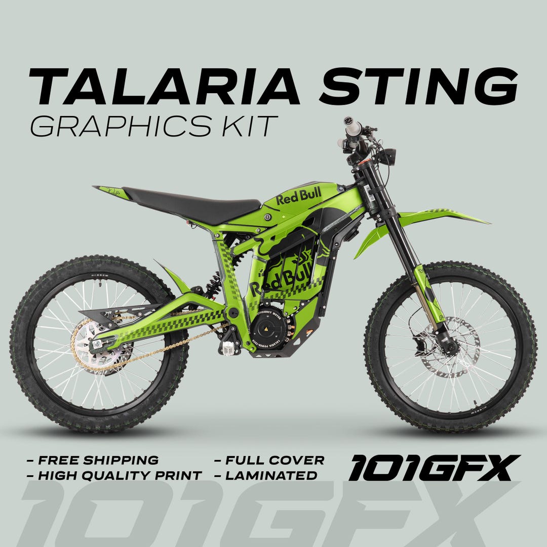 Talaria Sting R Graphics Kit R BULL MONO GREEN Black Decals Stickers ...