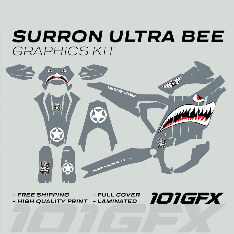 Surron Ultra Bee Graphics Kit MILITARY SHARK GREY Army Camouflage ...