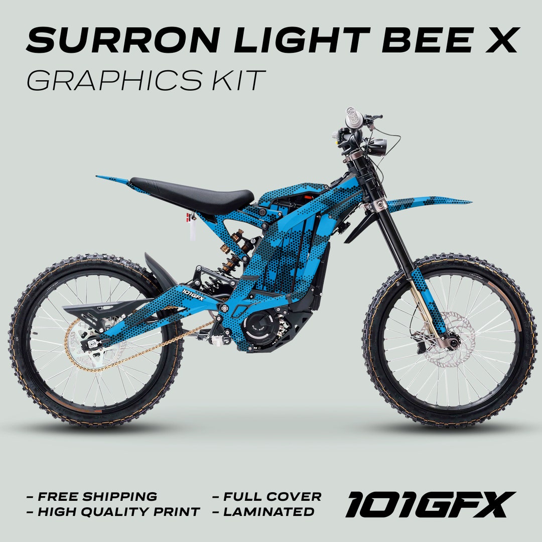 Surron Light Bee X Graphics Kit HEXOCAM CYAN Stickers Honeycomb Camo ...