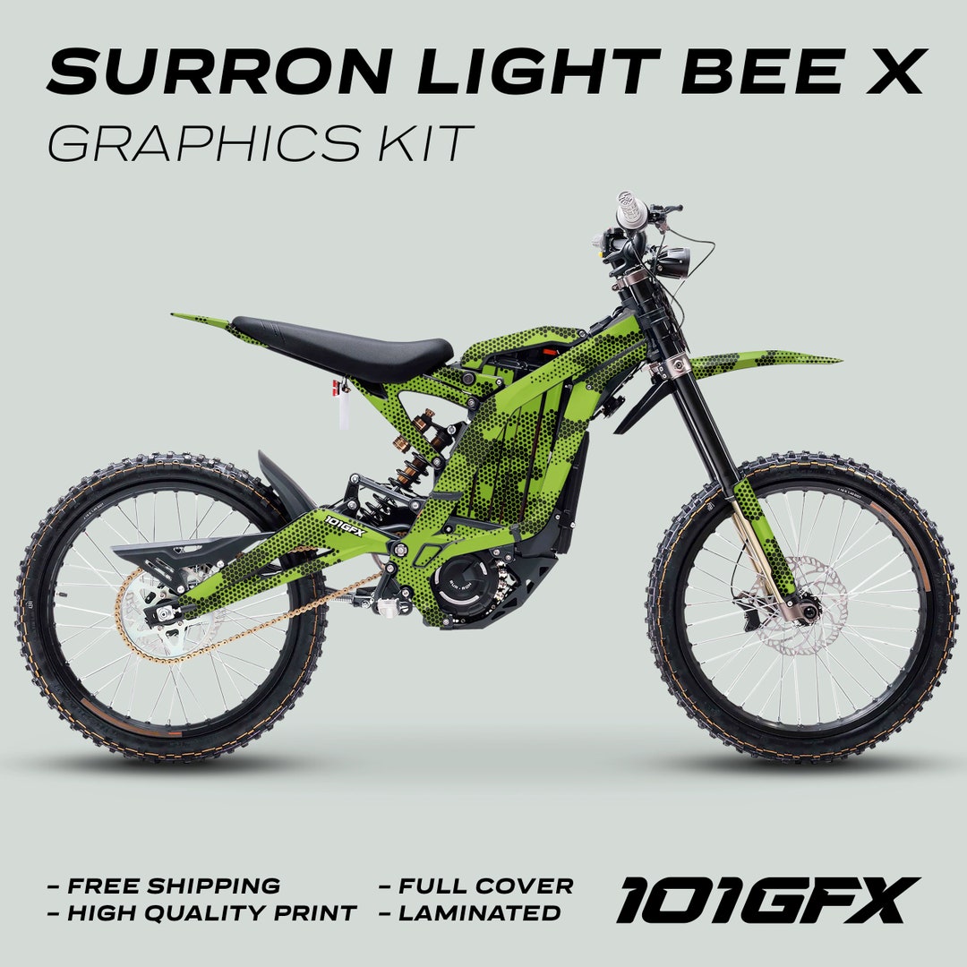 Surron Light Bee X Graphics Kit HEXOCAM GREEN Stickers Honeycomb Camo ...