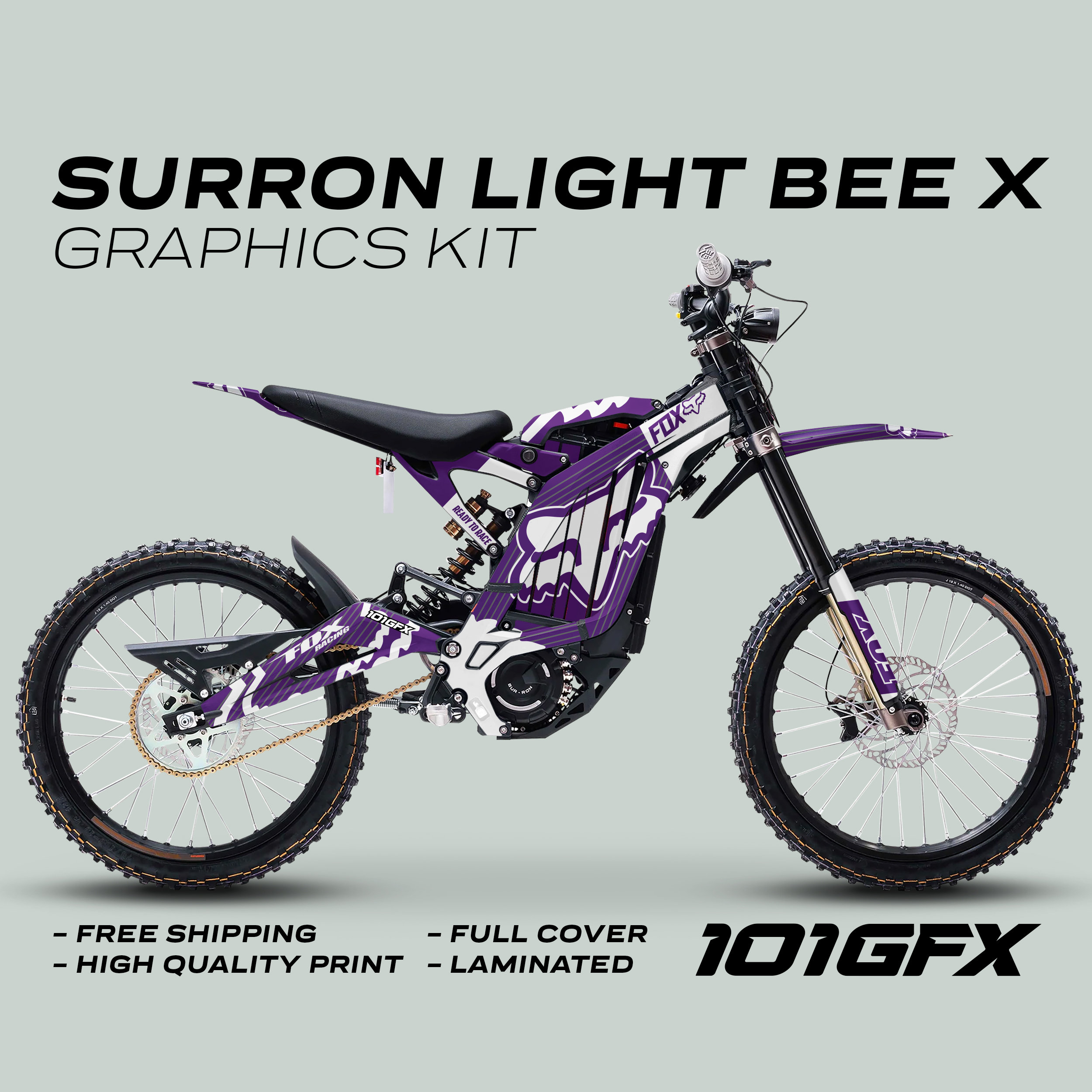 Surron Light Bee X Graphics Kit FOX STRIPES PURPLE White Decals ...