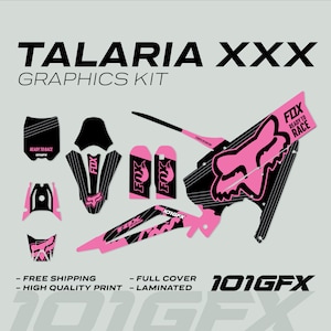 Talaria XXX Graphics Kit FOX STRIPES Black Pink Stickers Laminated ...