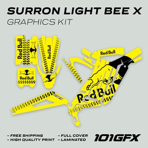 Surron Light Bee X Graphics Kit R BULL MONO YELLOW Black Decals ...