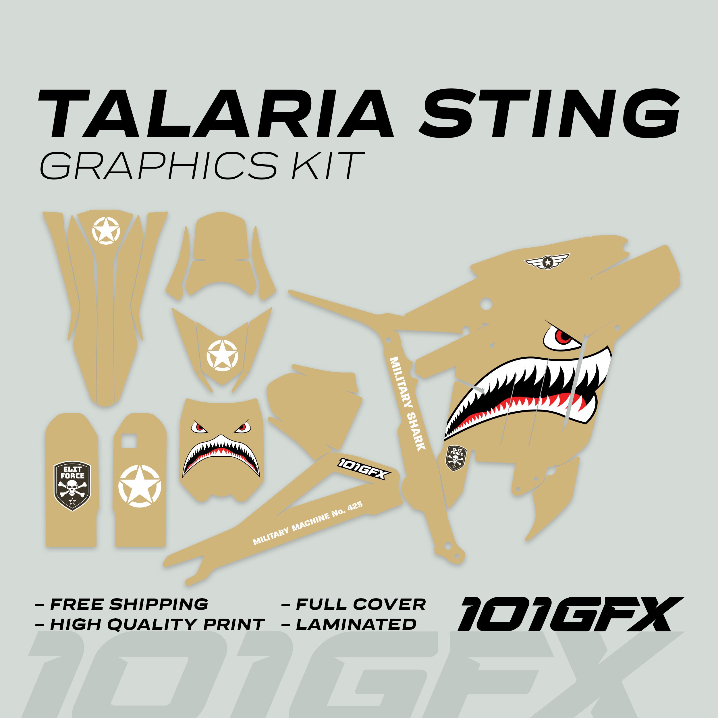 Talaria Sting R Graphics Kit MILITARY SHARK SAND Decals Stickers ...