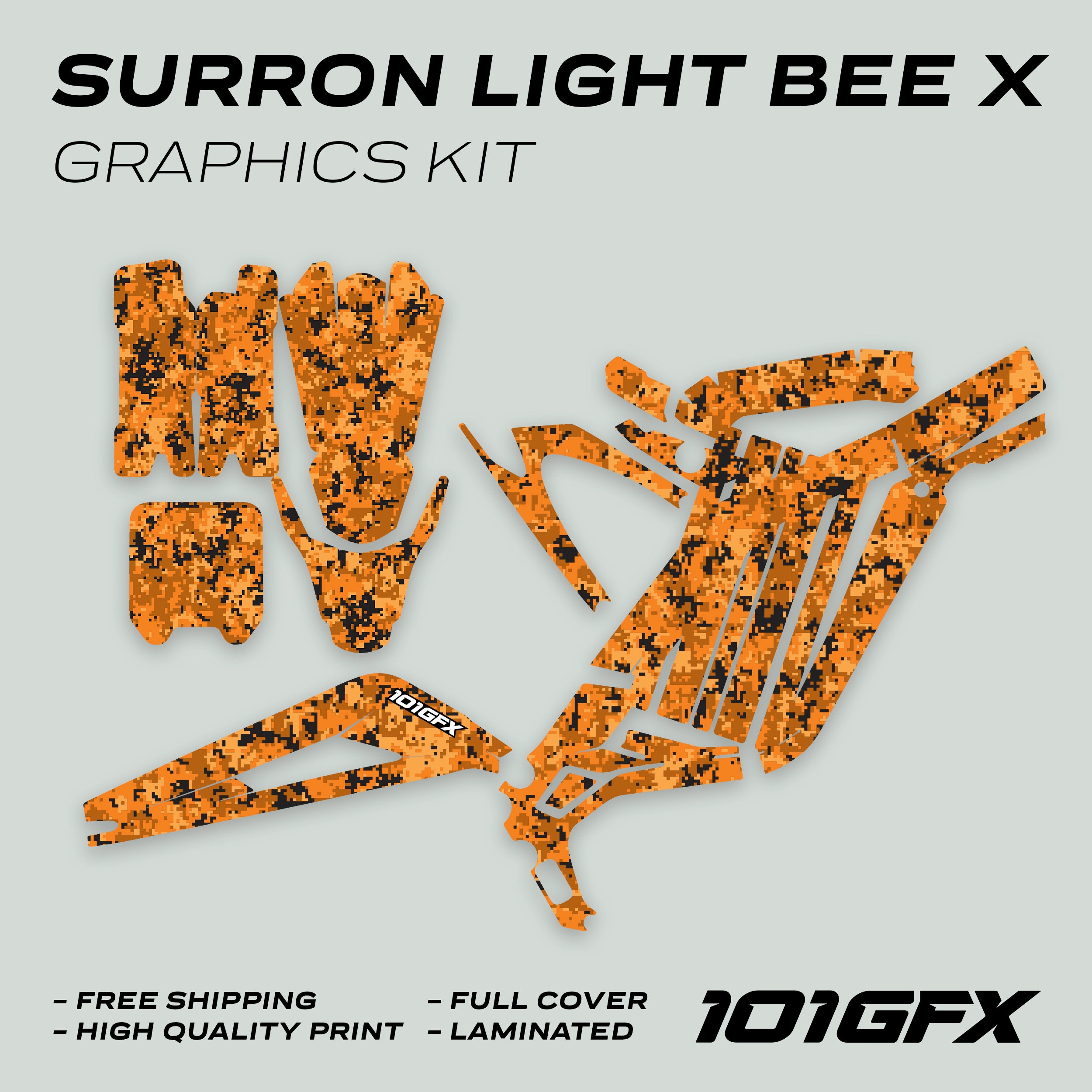 Surron Light Bee X Graphics Kit SQUARE TEK ORANGE Stickers Decals ...