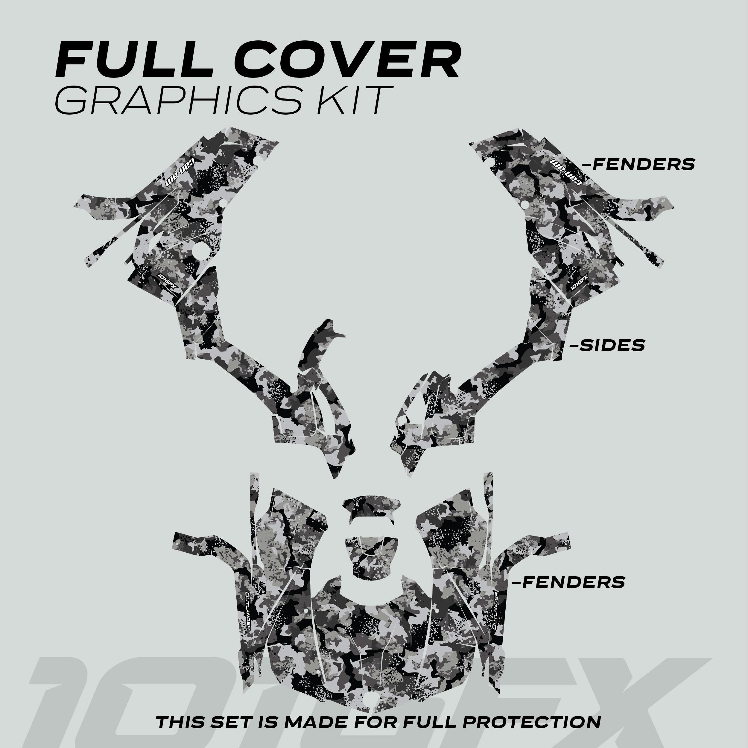 Can-am OUTLANDER Graphics Kit SPLAT CAMO Grey for 650 / 800 / 1000 ...