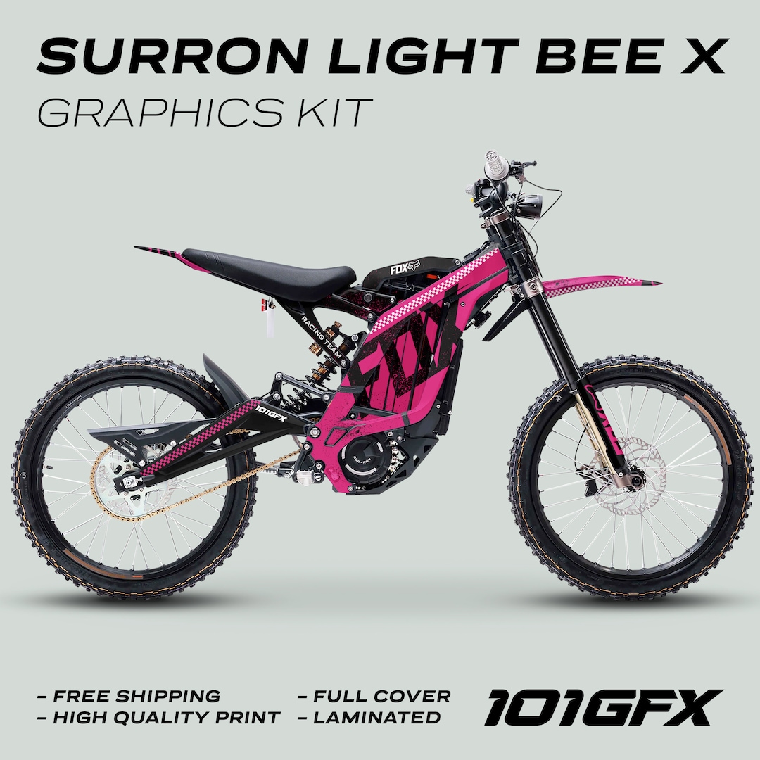 Surron Light Bee X Graphics Kit FOX DUST PINK Black Decals Stickers ...