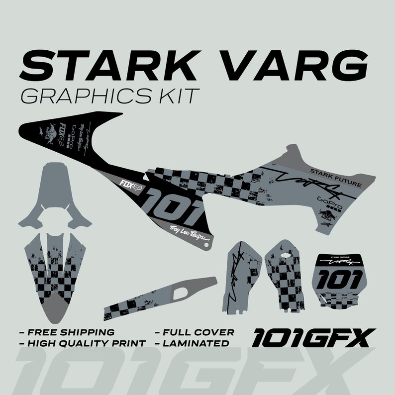 Stark Varg Graphics Kit RACE BLACK GREY Decals Stickers Laminated Race ...