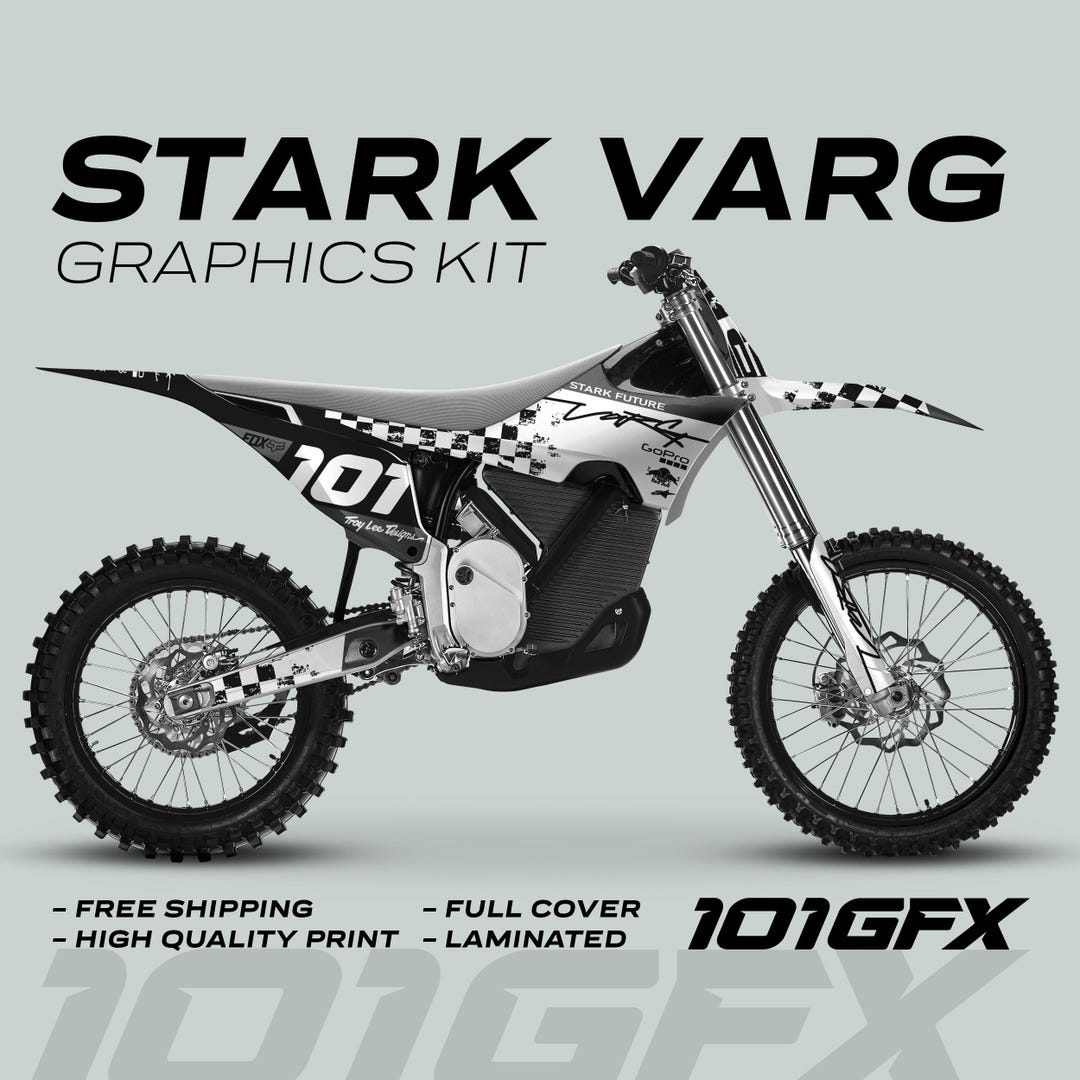 Stark Varg Graphics Kit RACE BLACK WHITE Decals Stickers Laminated ...