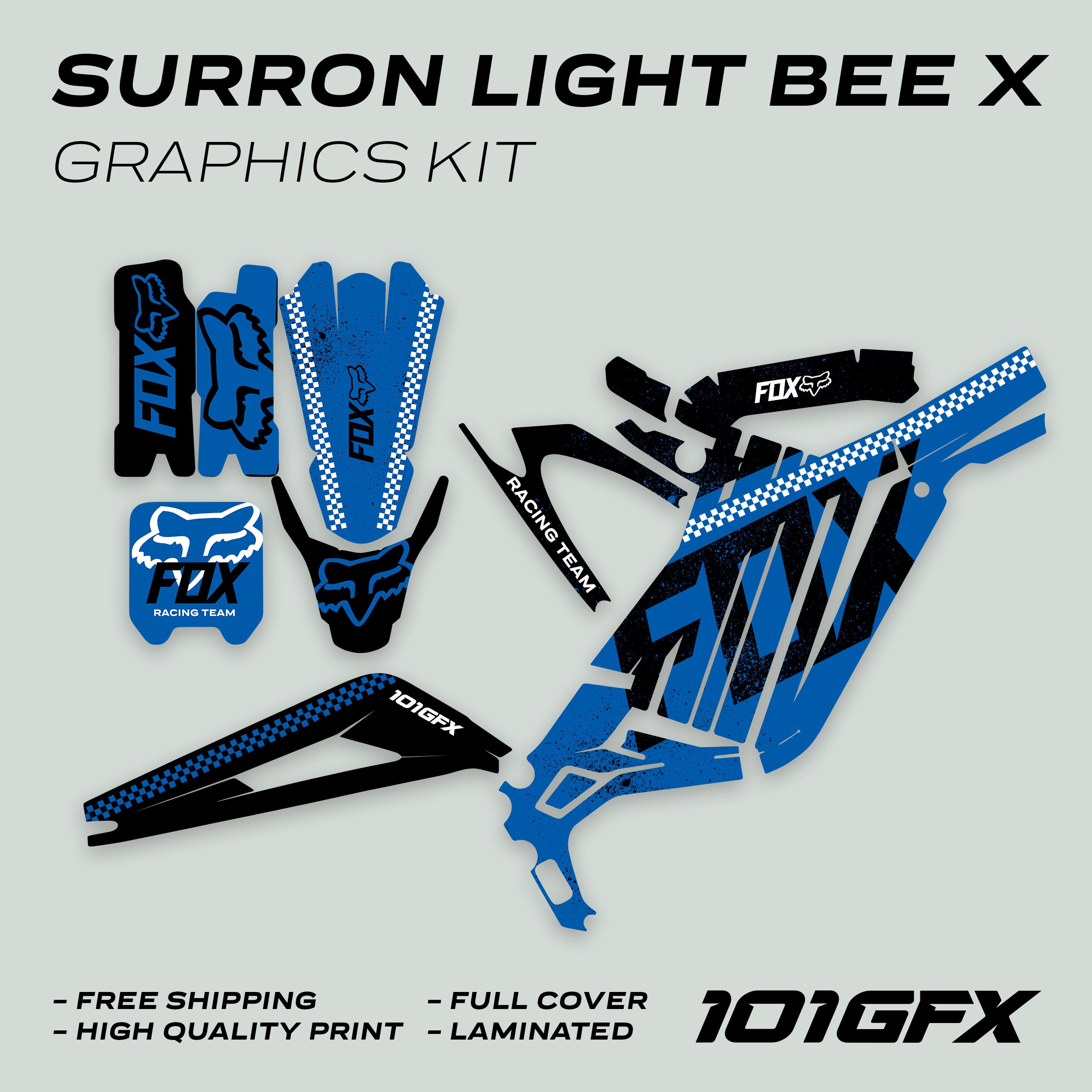 Surron Light Bee X Graphics Kit FOX DUST BLUE Black Decals - Etsy