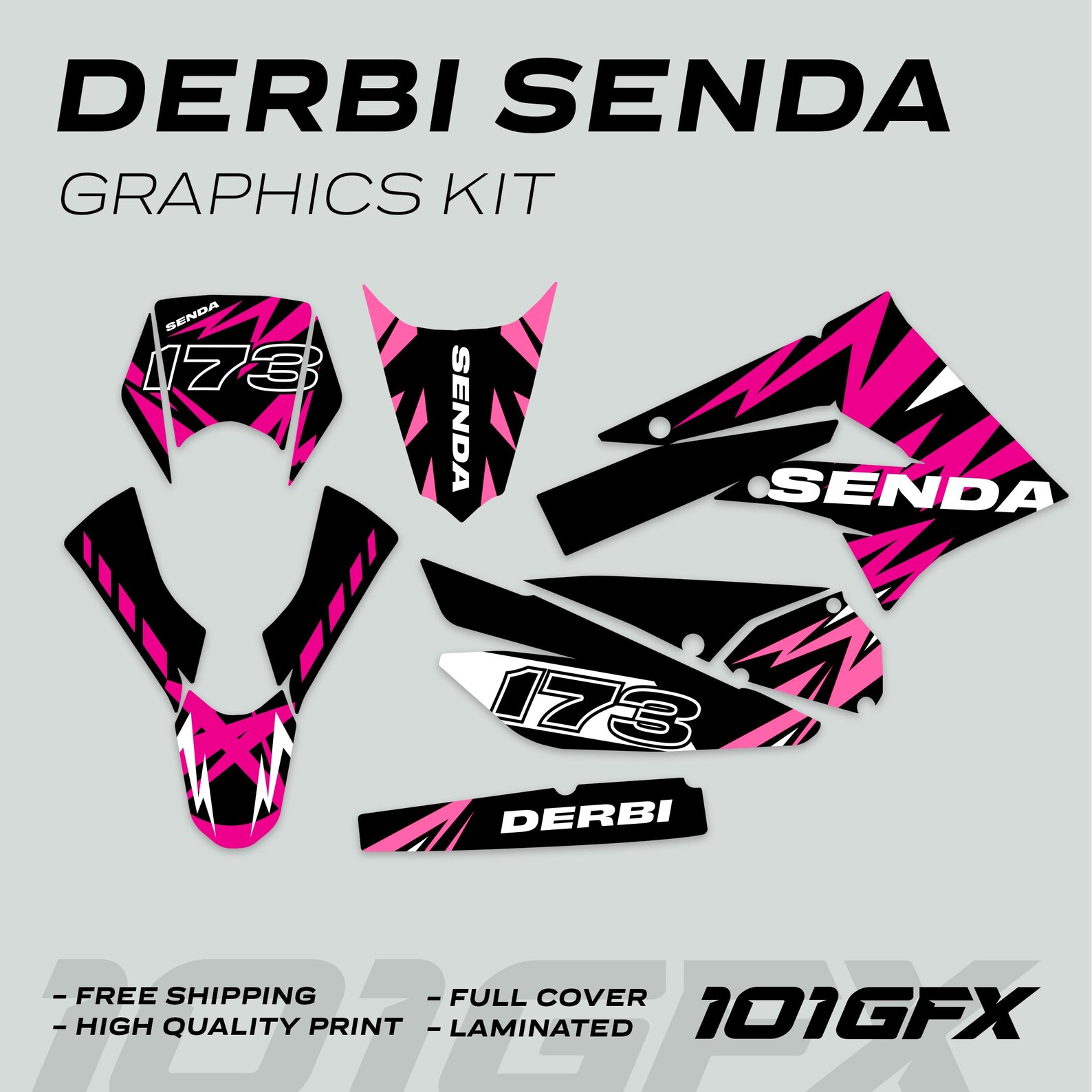Derbi Senda Graphics Kit X-treme 2011-2017 LIGHTNING MAGENTA PINK ...
