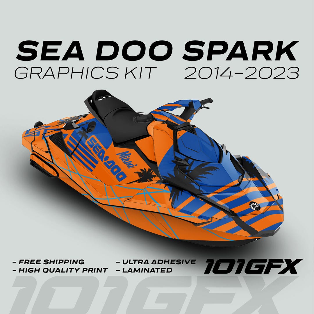 Sea Doo Spark Graphics Kit MIAMI ORANGE BLUE 2014-2023 Spark Trixx ...