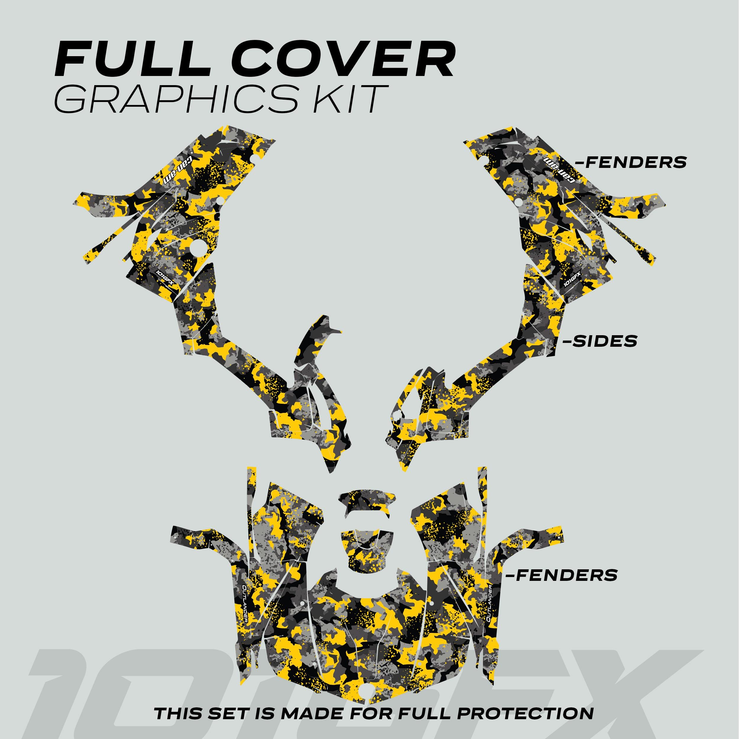 Can-am OUTLANDER Graphics Kit SPLAT CAMO Yellow for 650 / 800 / 1000 ...