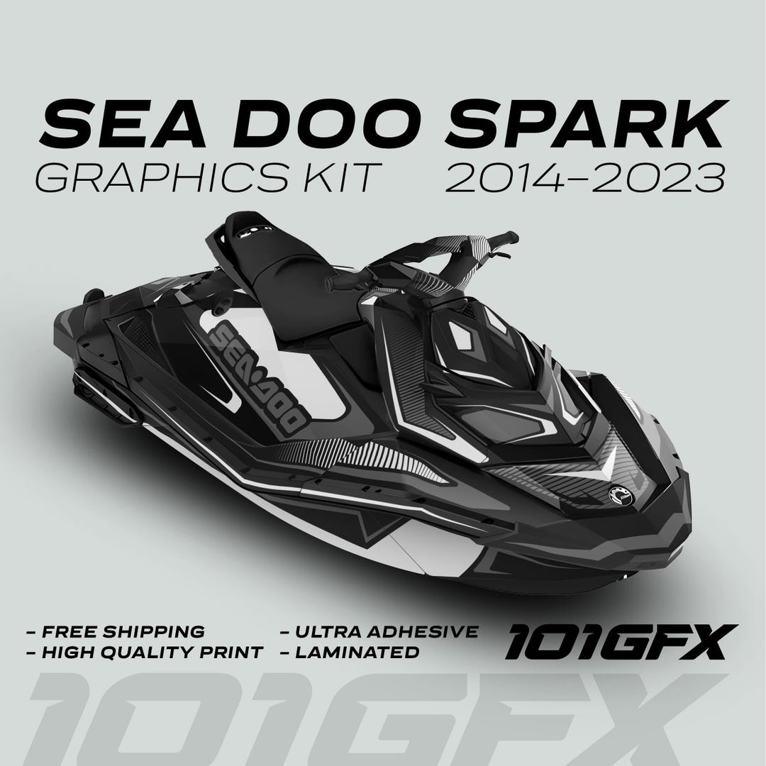 Sea Doo Spark Graphics Kit RACE LINE White Grey 2014-2023 Sea-doo Spark ...