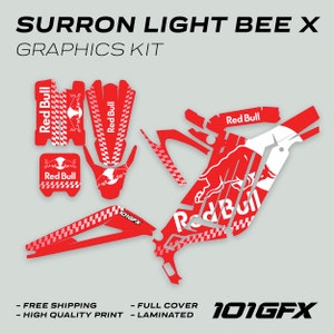 Surron Light Bee X Graphics Kit R BULL MONO RED White Decals Stickers ...