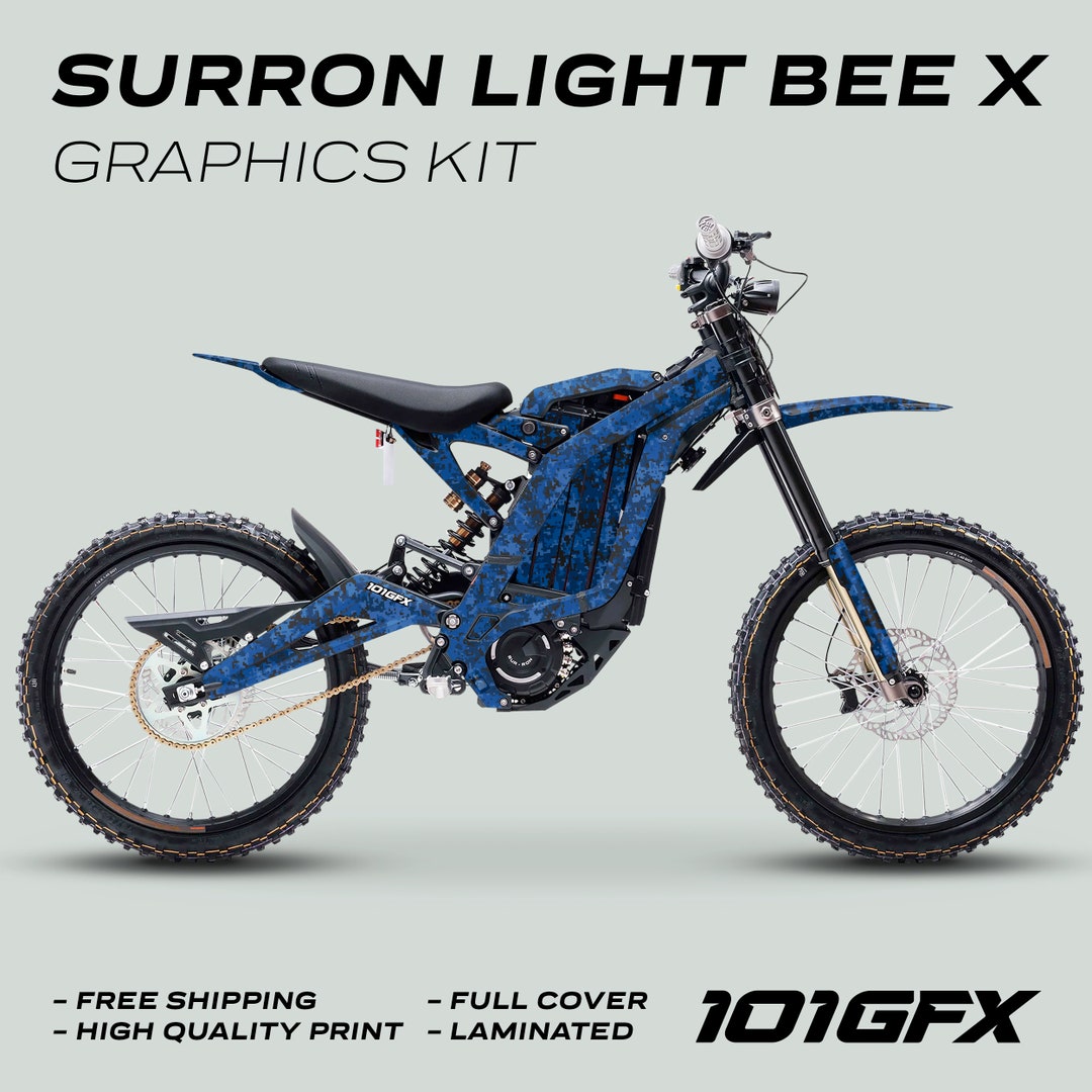 Surron Light Bee X Graphics Kit SQUARE TEK BLUE Stickers Decals ...