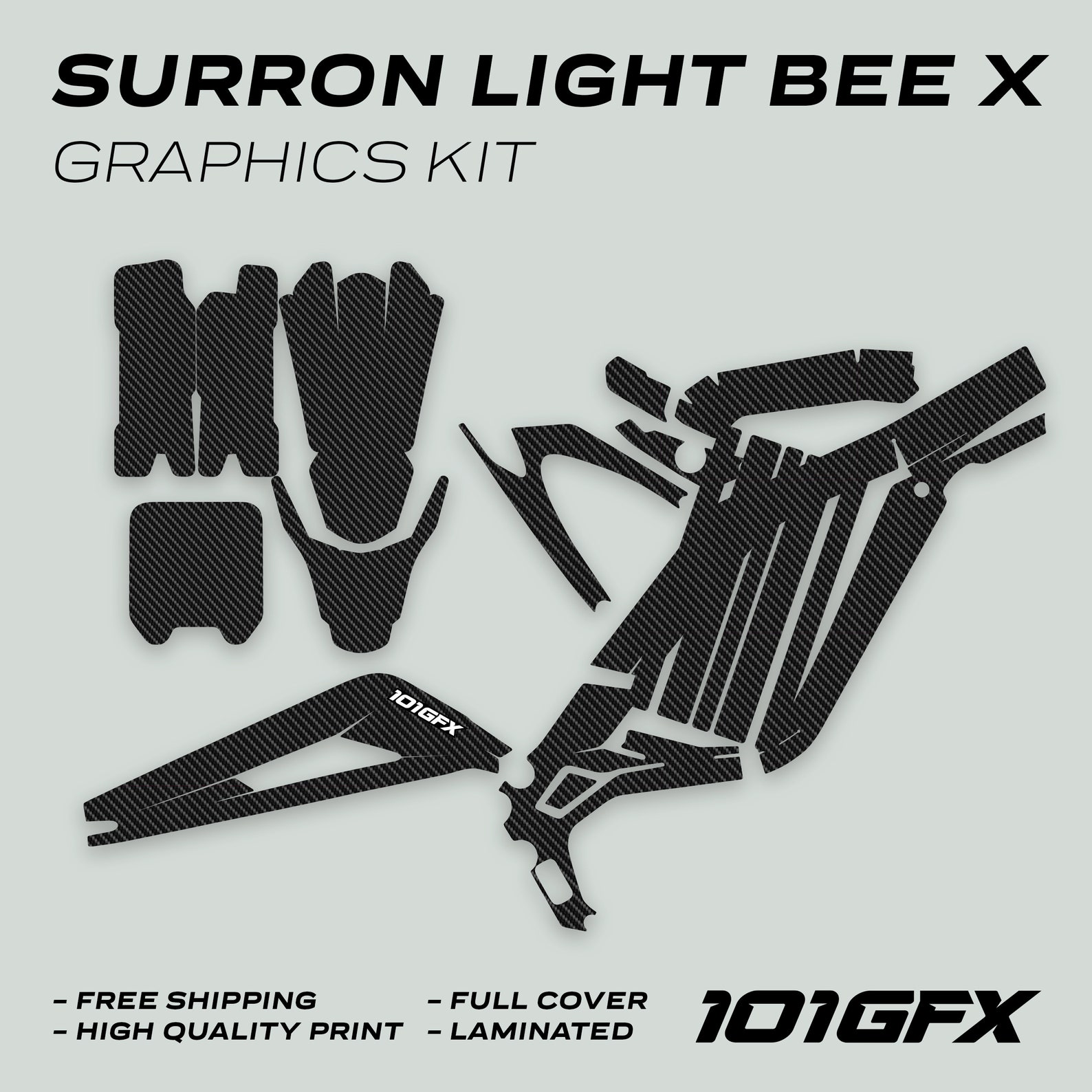 Surron Light Bee X Graphics Kit CARBON ORIGINAL Decals Stickers ...