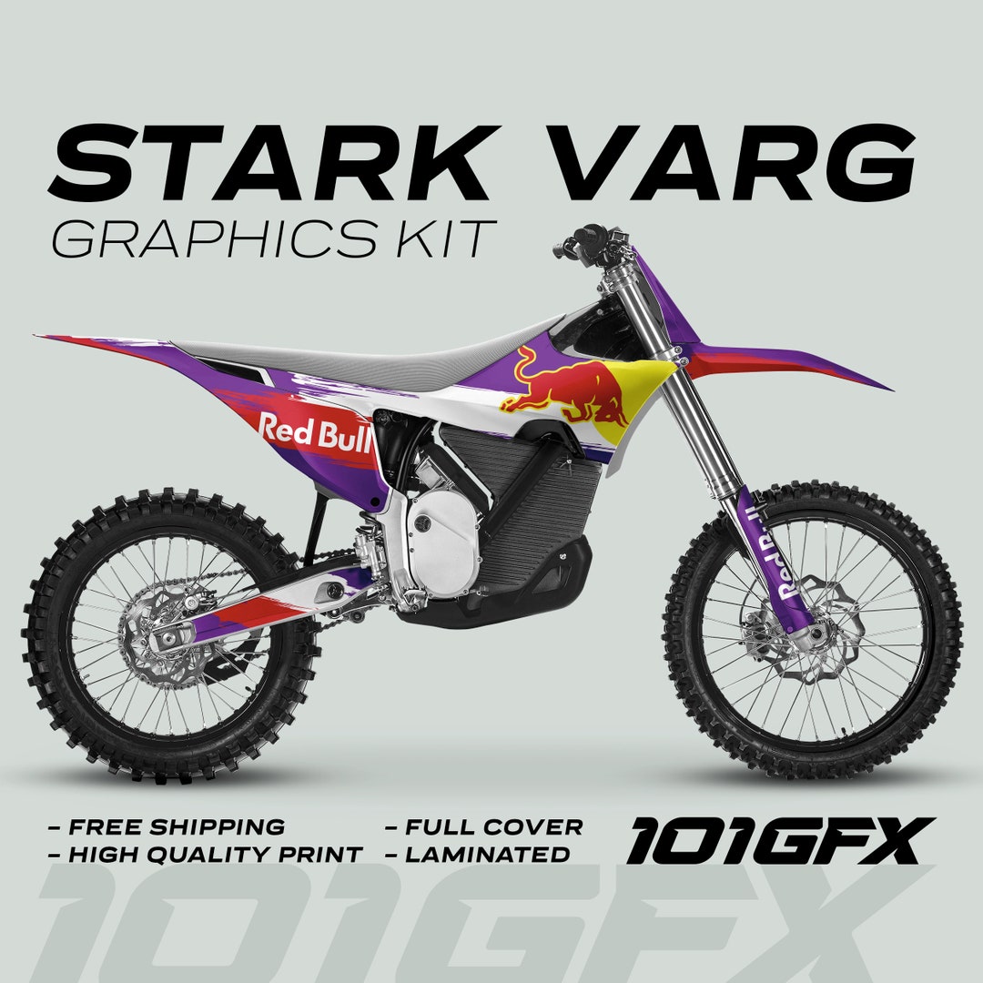 Stark Varg Graphics Kit REDBULL RACE PURPLE Decals Stickers Laminated ...