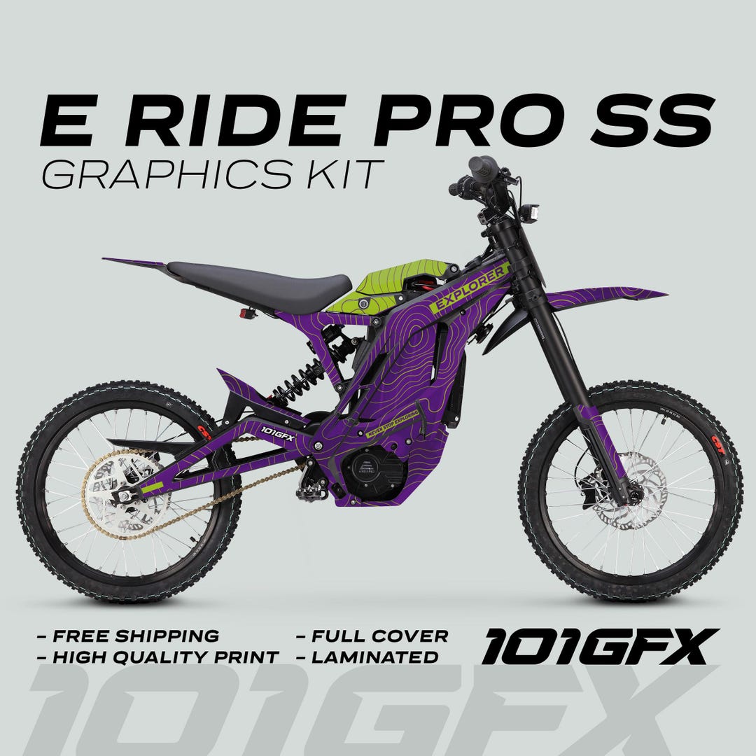 E Ride Pro SS Graphics Kit EXPLORER Purple Green Decals Stickers ...