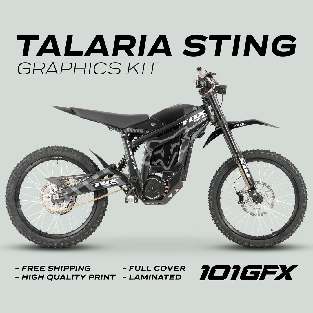 Talaria Sting R Graphics Kit FOX Raceline BLACK GREY Decals Stickers ...