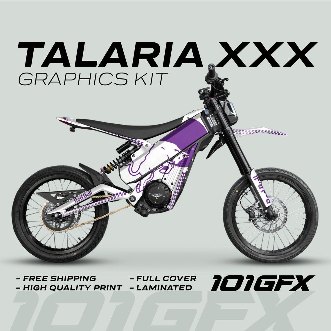Talaria XXX Graphics Kit R BULL MONO White Purple Decals Stickers ...