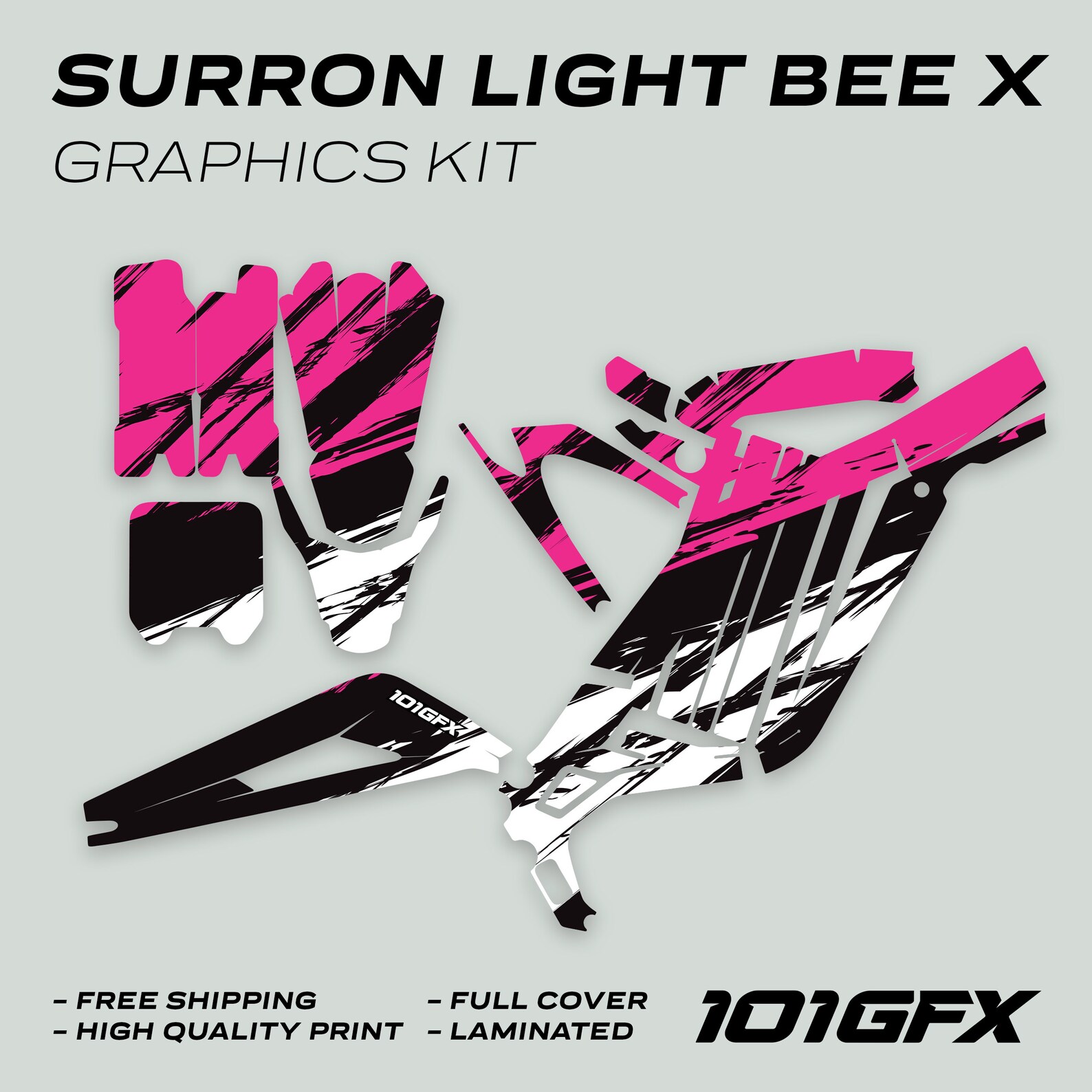 Surron Light Bee X Graphics Kit SLICE BLACK PINK Stickers Grunge ...