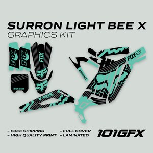 Surron Light Bee X Graphics Kit FOX STRIPES BLACK Mint Decals Stickers ...