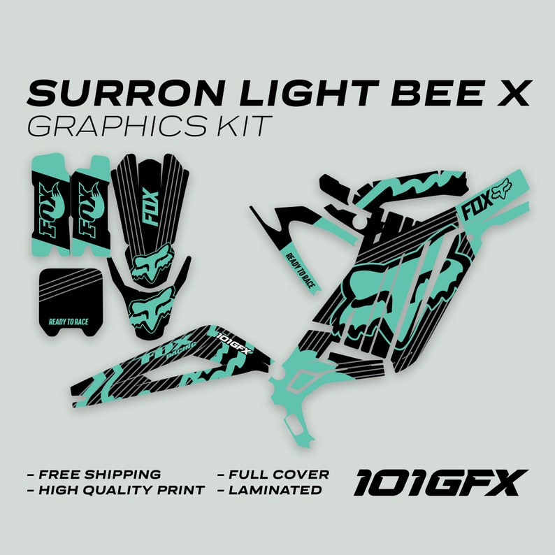 Surron Light Bee X Graphics Kit FOX STRIPES BLACK Mint Decals Stickers ...