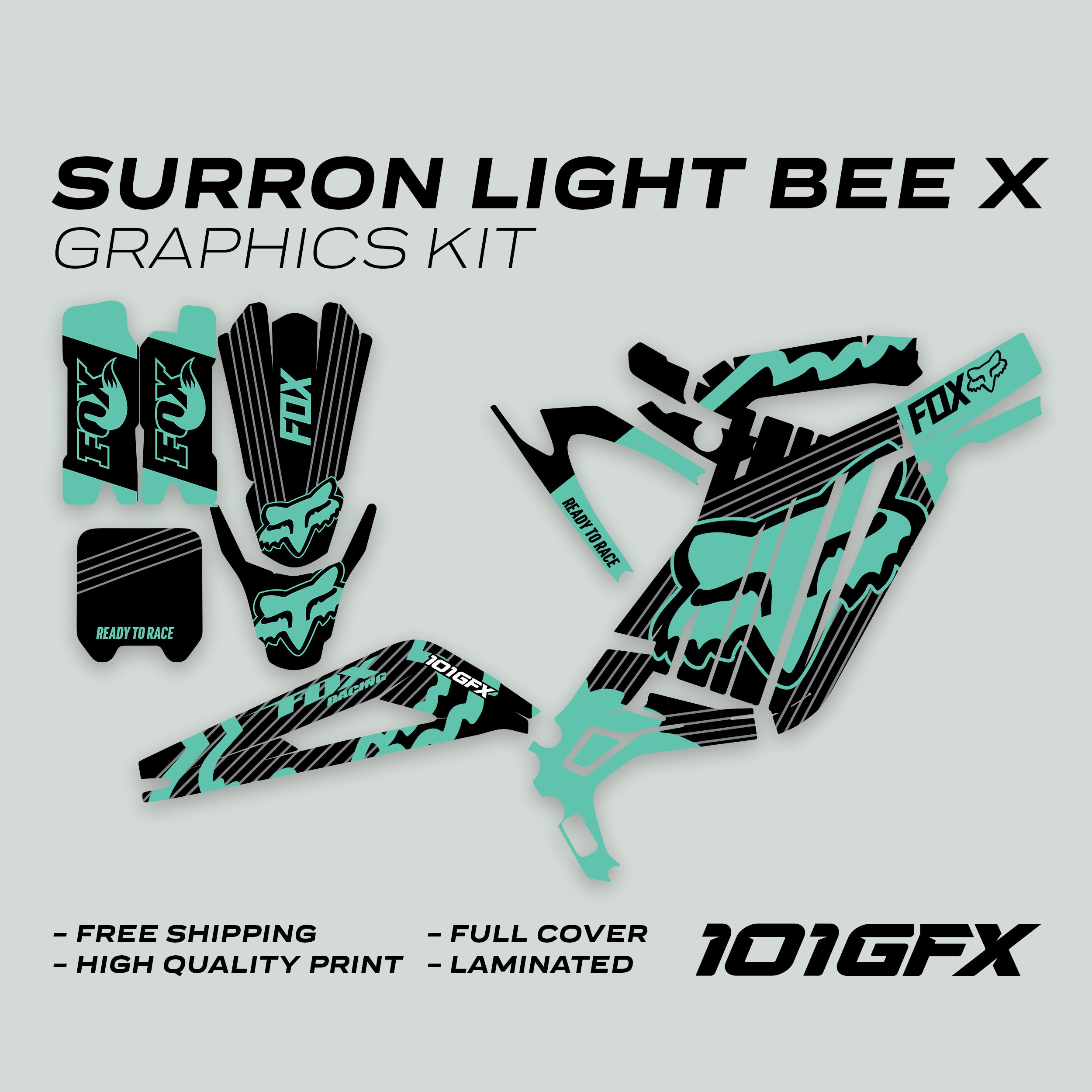 Surron Light Bee X Graphics Kit FOX STRIPES BLACK Mint Decals Stickers ...