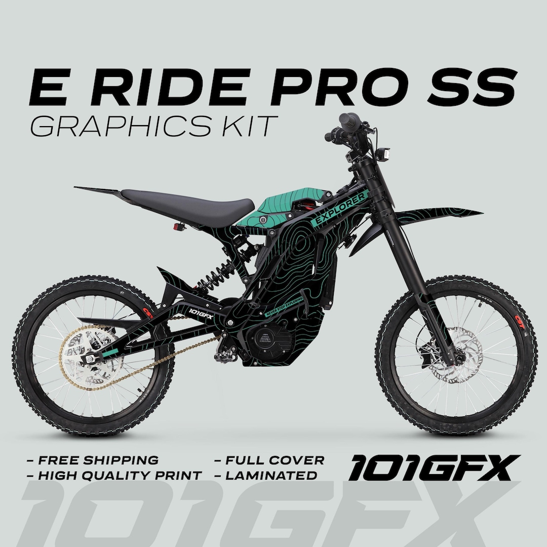 E Ride Pro SS Graphics Kit EXPLORER Black Mint Decals Stickers ...