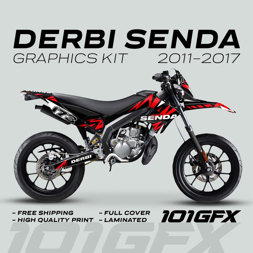 Kit déco Derbi Senda X-Treme 2011-2017 LIGHTNING NOIR ROUGE Stickers ...