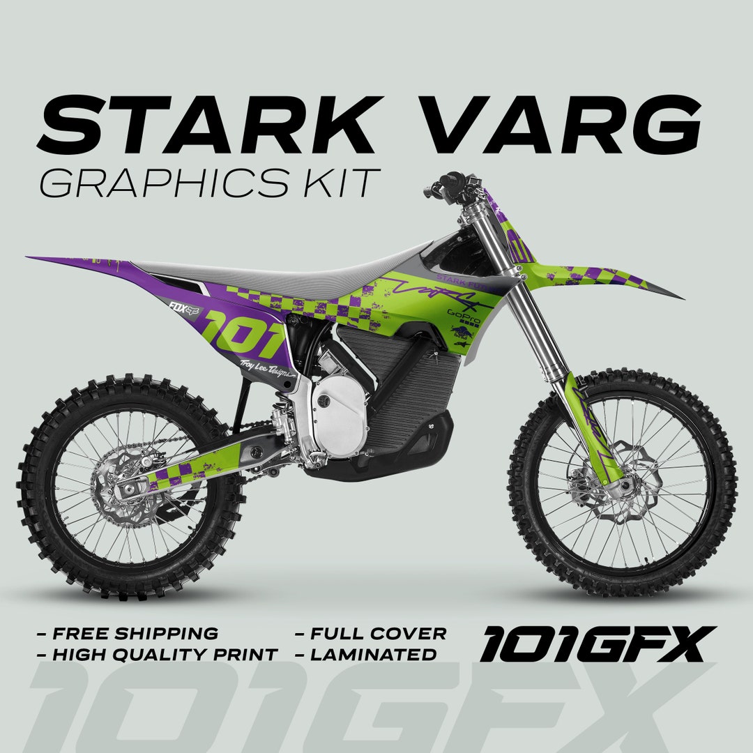 Stark Varg Graphics Kit RACE PURPLE GREEN Decals Stickers Laminated Race Fox Gopro Stark Future ...